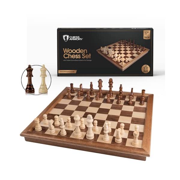 ボードゲーム 英語 アメリカ 海外ゲーム OK02 Chess Armory Wooden Chess Set ? 17-Inch Large Chess Board with Felted Storage Box, Extra Queen...