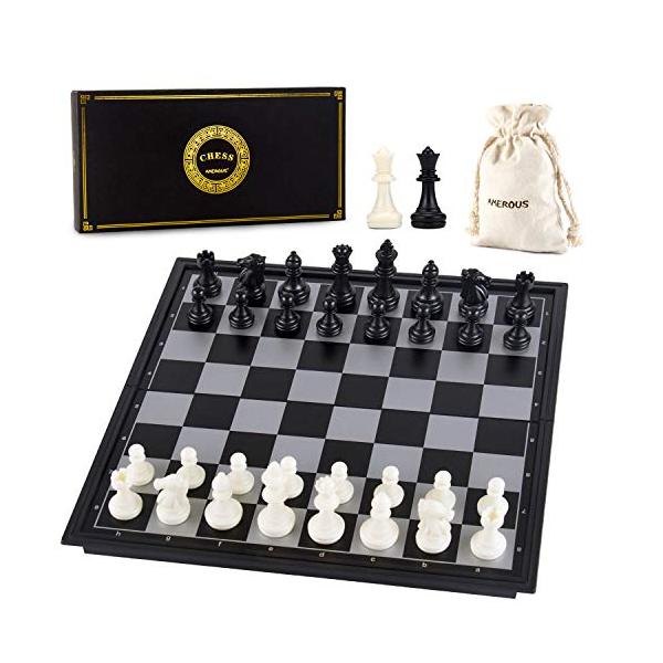 ボードゲーム 英語 アメリカ 海外ゲーム 19055 AMEROUS 10 Inches Magnetic Travel Chess Set with Folding Chess Board - 2 Extra Queens - Instr...