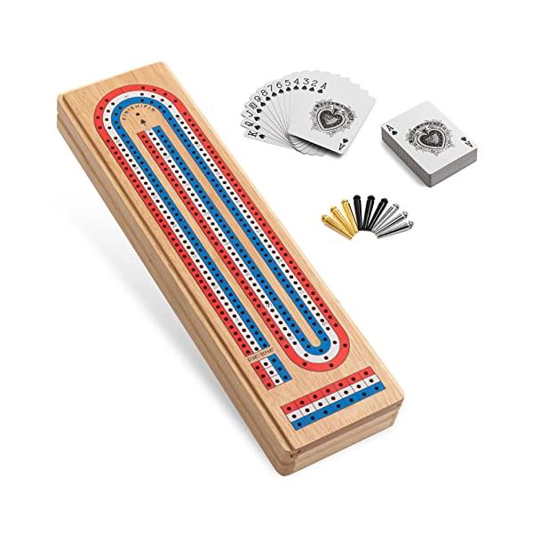 ボードゲーム 英語 アメリカ 海外ゲーム CY-JFB Ceebyfa Cribbage Board Game Set with Large Storage Area, Solid Wood 3 Track Cribbage Board, ...