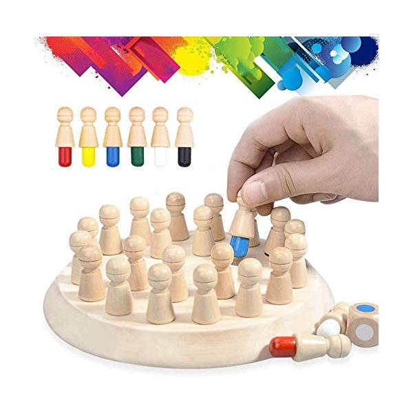 ボードゲーム 英語 アメリカ 海外ゲーム JYQ-MS25 Wooden Memory Chess Matching Game: Family Board Games for Kids and Adults, Montessori Pres...