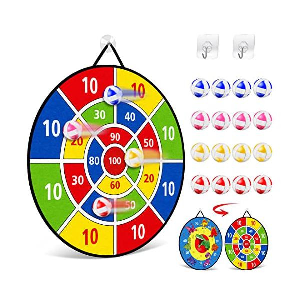 ボードゲーム 英語 アメリカ 海外ゲーム SB-1011 TOMYOU 26" Dart Board for Kids with 16 Sticky Balls, Double Sided Dinosaur Dart Board, Indo...