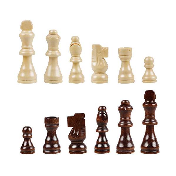 ボードゲーム 英語 アメリカ 海外ゲーム QZ-2P Juegoal 2 Pack Wooden Chess Pieces Only, 32 Pieces Each Wood Chessmen Pieces, 2.4 Inch King F...
