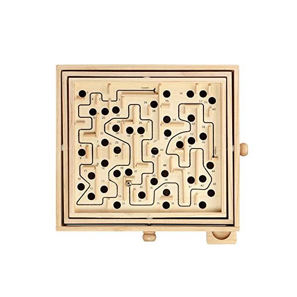 ボードゲーム 英語 アメリカ 海外ゲーム 2634 STERLING Wooden Labyrinth Marble Maze Game, Large 12.75" x 11.5" Tilt Maze Game Board with 60 ...