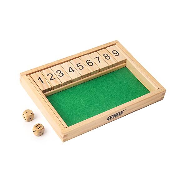 ボードゲーム 英語 アメリカ 海外ゲーム  GSE Games &amp; Sports Expert Wooden Shut The Box 9 Number Spots Dice Game Board with 2 Wooden Dic...