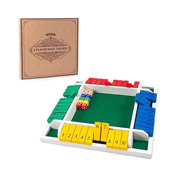 ボードゲーム 英語 アメリカ 海外ゲーム 19167 AMEROUS Shut The Box Dice Game-12 inches-Colorful Design-1-4 Players-12 Dice-Gift Package, Cl...