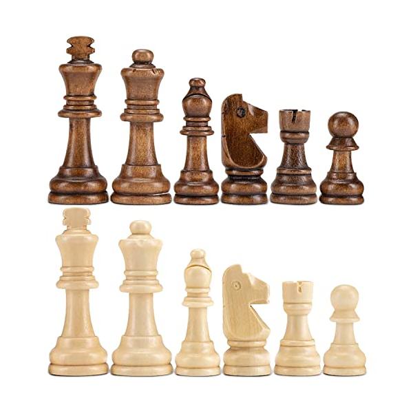 ボードゲーム 英語 アメリカ 海外ゲーム  AMEROUS Wooden Chess Pieces Only, Staunton Style Wood Chessmen with 3.15" King - Storage Bag - Gif...
