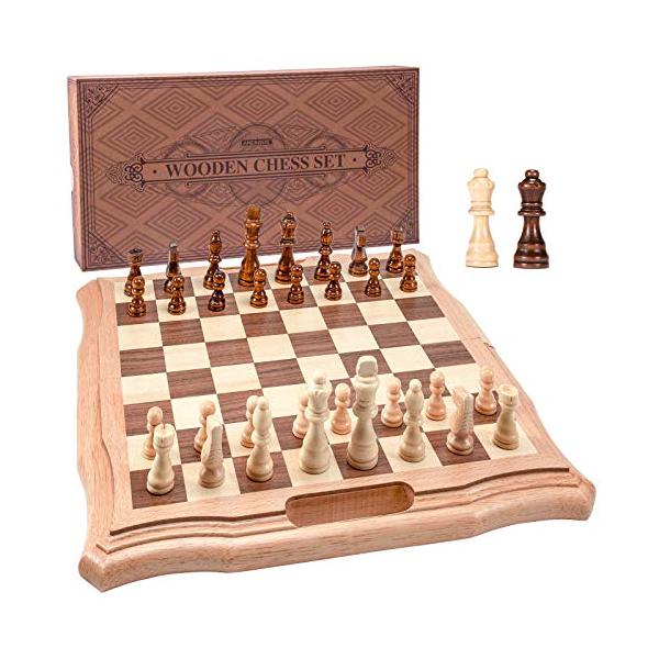 ボードゲーム 英語 アメリカ 海外ゲーム 19120 AMEROUS 15.6 inches Magnetic Wooden Chess Set, Handheld Style Chess Board Game Sets with Game...