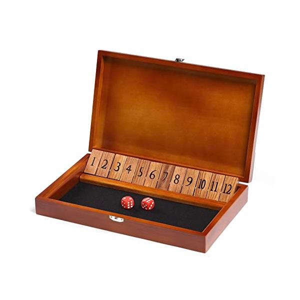ボードゲーム 英語 アメリカ 海外ゲーム STB-FG Crobyi Shut The Box Dice Game with 12 Numbers and Lid, Wooden Classic Board Game with 4 Dice...