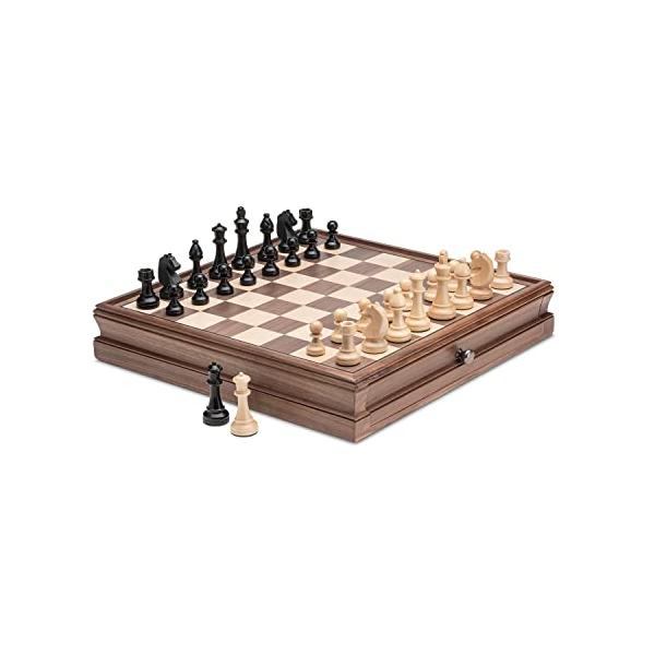 ボードゲーム 英語 アメリカ 海外ゲーム 1001.380.03A A&amp;A 15 inch Walnut Wooden Chess Set with Storage Drawer, Triple Weighted Pieces, 3...