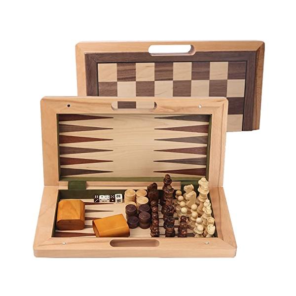 ボードゲーム 英語 アメリカ 海外ゲーム  GSE Games &amp; Sports Expert 16" Deluxe 3-in-1 Wooden Folding Chess, Checker &amp; Backgammon Boa...