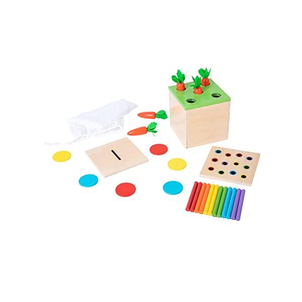 ボードゲーム 英語 アメリカ 海外ゲーム I160K-1A Adena Montessori 3 for 1 Wooden Montessori Play Kit Baby Toys,includes Matchstick Color Dr...