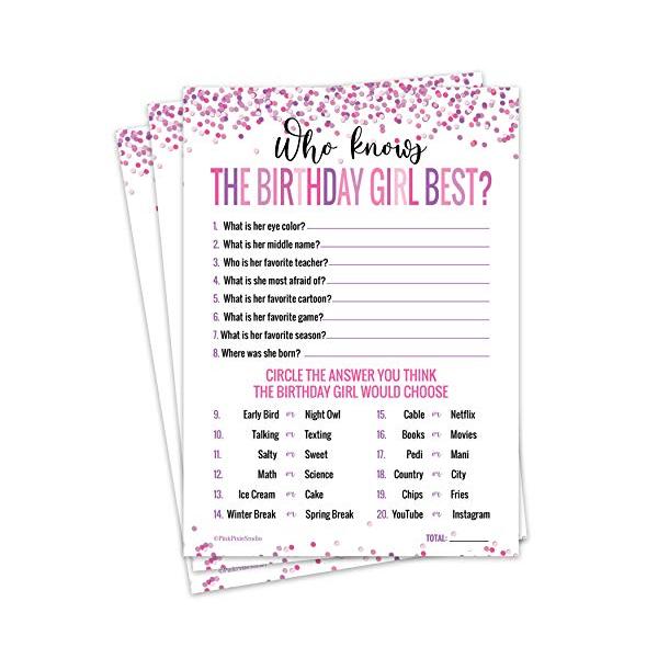 ボードゲーム 英語 アメリカ 海外ゲーム  15 Who Knows The Birthday Girl Best Game Cards- for Child or Teen- Fun and Easy Game for Party or ...