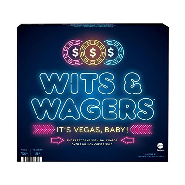 ボードゲーム 英語 アメリカ 海外ゲーム HHT91 Mattel Games Wits &amp; Wagers Board Game Vegas Edition Party Game with Dry Erase Boards, Mar...