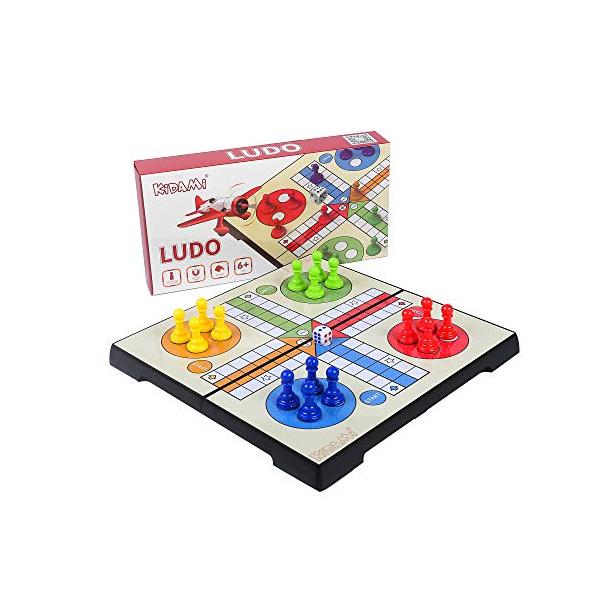 ボードゲーム 英語 アメリカ 海外ゲーム  KIDAMI Ludo Magnetic Board Game Set, Folding and Light-Weight for Carrying, Gift for All Age (9.5 ...