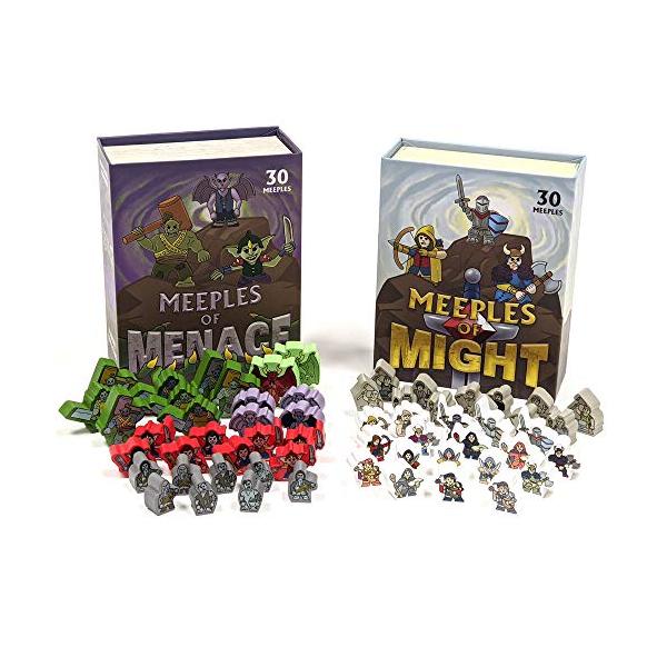 ボードゲーム 英語 アメリカ 海外ゲーム GRPG-161.162 Stratagem Meeples of Might &amp; Menace | 60 Pack of 16mm Minis Wooden Fantasy Meeple ...