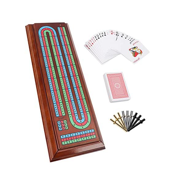 ボードゲーム 英語 アメリカ 海外ゲーム BG-2043 GSE Games &amp; Sports Expert Multi-Color 3-Track Wooden Cribbage Board Game Box with 2 Dec...