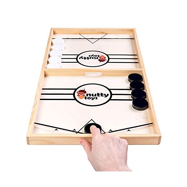 ボードゲーム 英語 アメリカ 海外ゲーム  Nutty Toys Sling Puck Family Game XL - Fast &amp; Rapid Tabletop Table Battle, Top Xmas Gift 2025,...