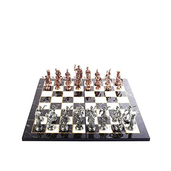 ボードゲーム 英語 アメリカ 海外ゲーム  Historical Antique Copper Rome Figures Metal Chess Set for Adults, Handmade Pieces and Marble Desi...
