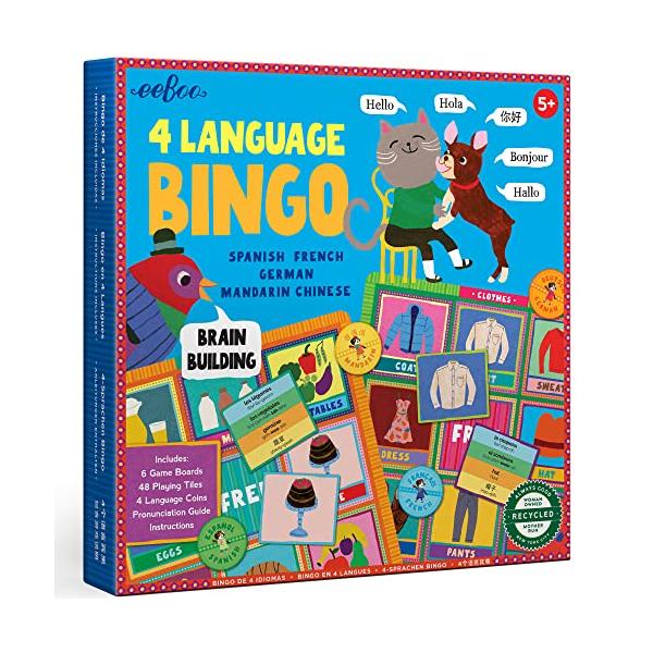 ボードゲーム 英語 アメリカ 海外ゲーム BOLAN eeBoo: 4 Language Bingo Game for Kids Ages 5+, Spanish French German Mandarin Chinese Learnin...