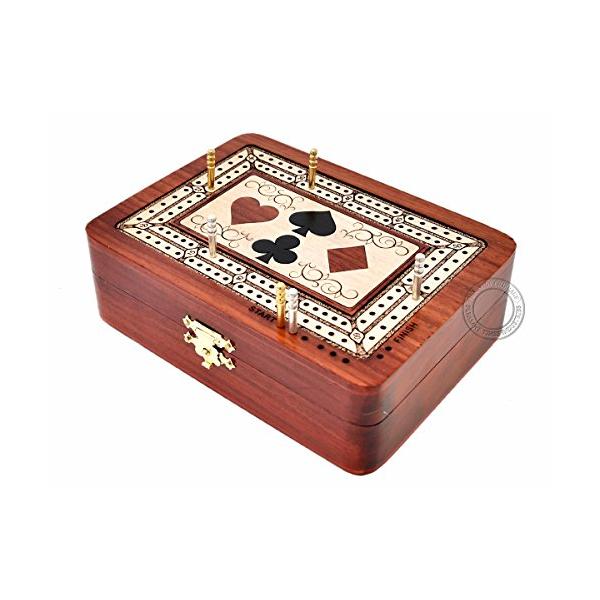 ボードゲーム 英語 アメリカ 海外ゲーム 40-4S-BW-2T-60 House of Cribbage - 2 Track - Wooden Cribbage Board/Box - Inlaid in Bloodwood/Maple ...