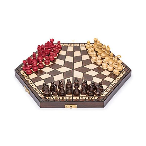 ボードゲーム 英語 アメリカ 海外ゲーム SU-CH164-A Husaria Wooden Three-Player Chess - 12 Inches - with Foldable Board, Handcrafted Playing...