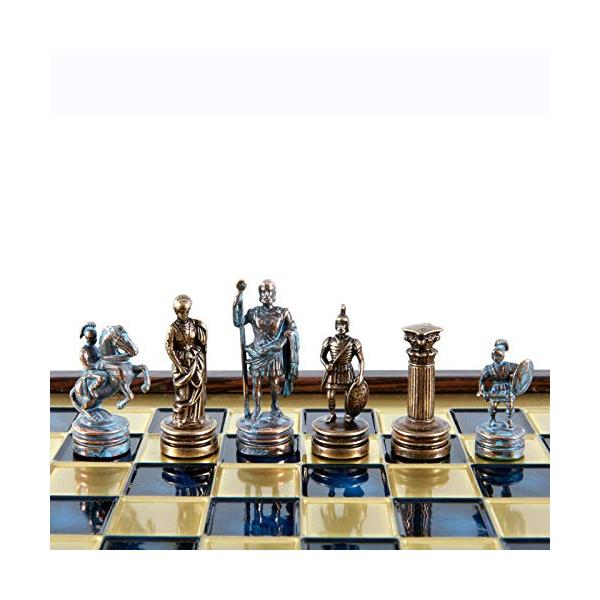 ボードゲーム 英語 アメリカ 海外ゲーム  Manopoulos Greek-Roman Army Chess Set - Blue &amp; Copper - Wooden Case - Blue Board - 2 Players -...