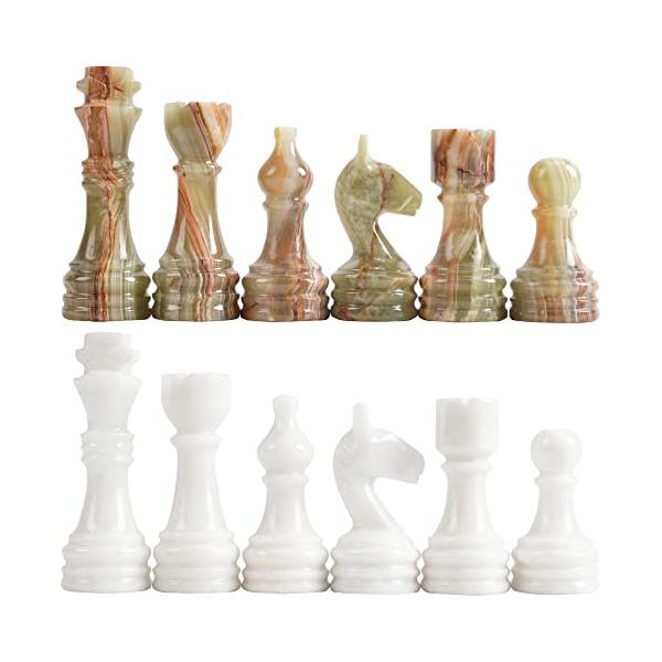 ボードゲーム 英語 アメリカ 海外ゲーム  Radicaln Marble Chess Figures 3.5'' Inches White and Green Handmade Marble Chess Pieces for Board ...