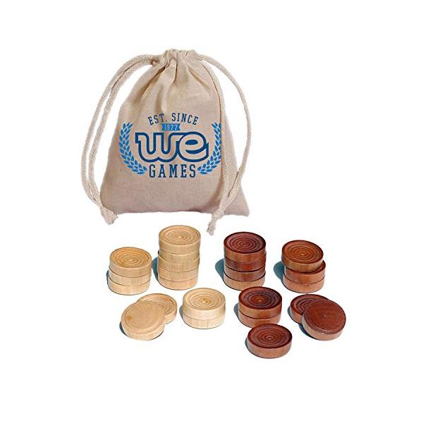 ボードゲーム 英語 アメリカ 海外ゲーム  WE Games Wood Backgammon Chips with Cloth Pouch - Brown &amp; Natural 1.5 in. Diameter海外限定品を迅速輸入！5...
