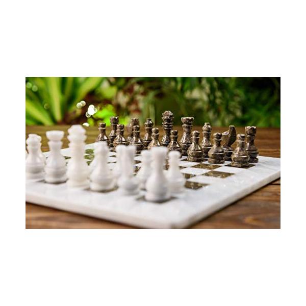 ボードゲーム 英語 アメリカ 海外ゲーム 2724443628055 Radicaln Marble Chess Set 12" Inches White and Grey Oceanic Handmade Luxury Board Gam...