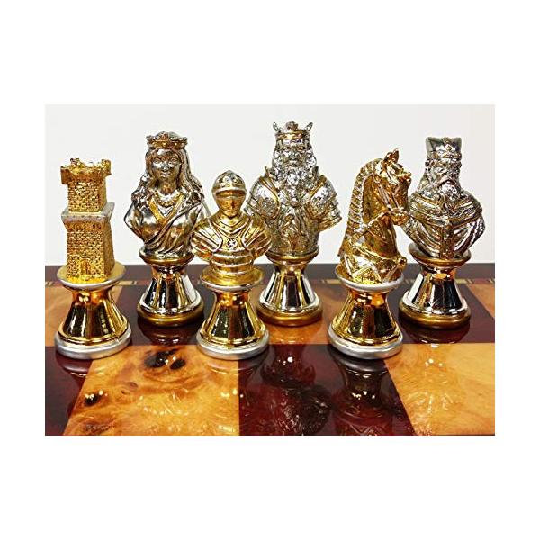 ボードゲーム 英語 アメリカ 海外ゲーム HPL030 Metal Medieval Times Crusades Knight Busts Chess Men Set Gold and Silver Color Plating - NO ...