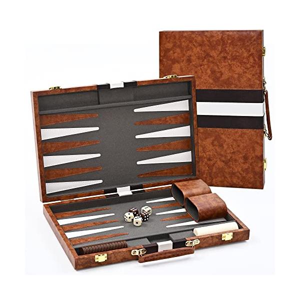 ボードゲーム 英語 アメリカ 海外ゲーム  ropoda Backgammon Board Game Set (15 Inches) for Adults and Kids,Classic Board Strategy Game,Porta...