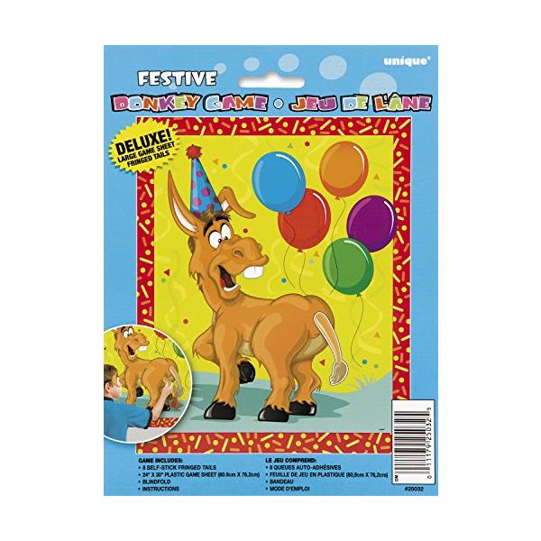 ボードゲーム 英語 アメリカ 海外ゲーム 25032 Festive Fun Deluxe Pin the Tail on the Donkey Party Game - (Pack of 12) - Reusable Design &am...