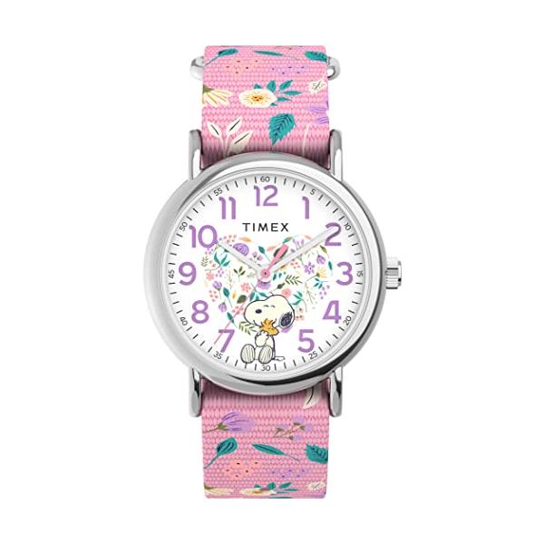 腕時計 タイメックス レディース TW2V77800JT Timex X Peanuts in Bloom Women's Weekender 38mm Watch - Pink Strap White Dial Silver-Tone C...