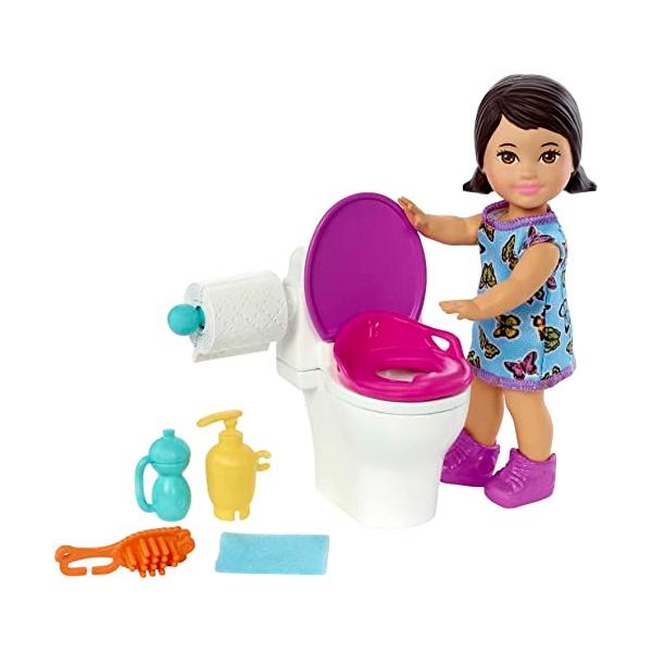 バービー バービー人形 HJY27 Barbie Skipper Babysitters, Inc. Playset with Brunette Doll in Butterfly Dress, Potty &amp; Bathroom-T...