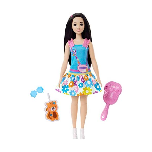 バービー バービー人形 HLL22 Barbie: My First Preschool Doll, Renee with 13.5-inch Soft Posable Body &amp; Black Hair, Plush Squirr...