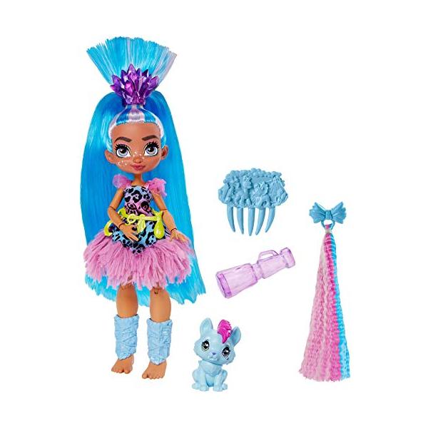 バービー バービー人形 GNM11 Mattel Cave Club Tella Doll (8 10-inch, Blue Hair) Poseable Prehistoric Fashion Doll with Dinosaur Pet...