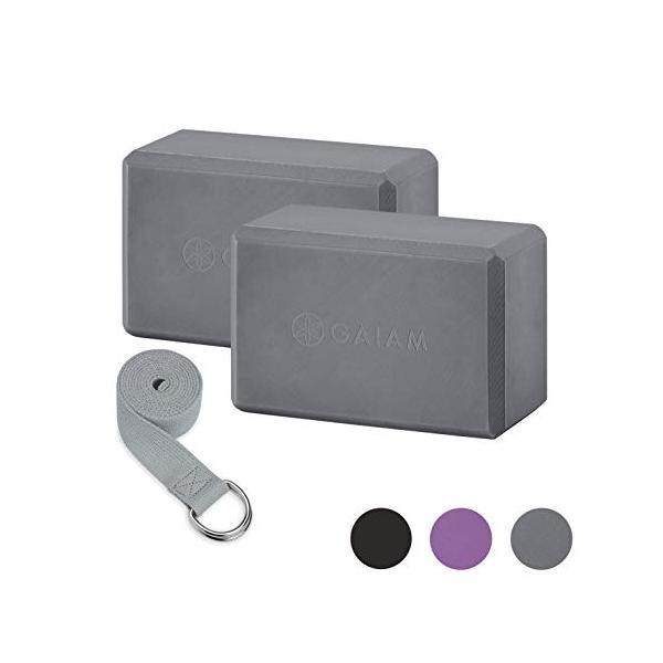 ヨガブロック フィットネス 05-62962 Gaiam Yoga Block &amp; Yoga Strap Combo Set - Yoga Block with Strap, Pilates &amp; Yoga Props to ...