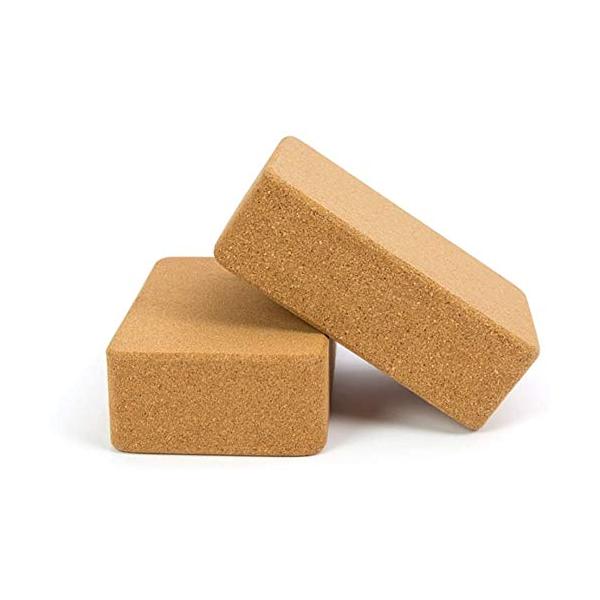 ヨガブロック フィットネス  SVY Cork Yoga Blocks, 2 Pack, 9”x6”x3”, High Density Solid Natural Cork Yoga Brick with Comfortable Edge ...