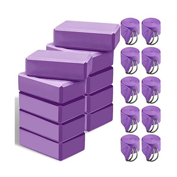 ヨガブロック フィットネス JUI-Outus-22 Outus 20 Pack Yoga Blocks and Straps Non-Slip EVA Foam Blocks with Metal D Ring Straps for Gy...