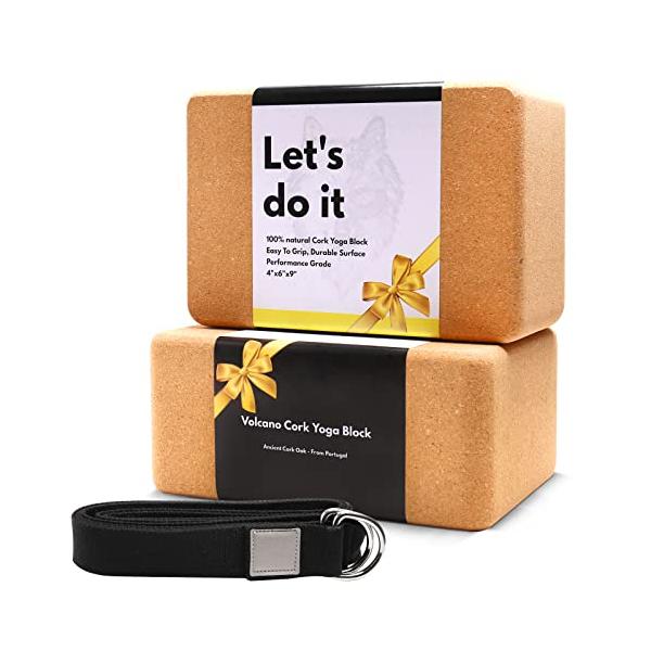 ヨガブロック フィットネス Cork Cork Yoga Blocks 2 Pack, Natural Cork Block with Non Slip Surface, High Density Cork, Eco-Friendly SG...