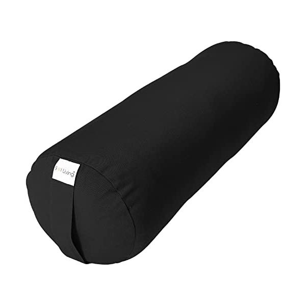ヨガブロック フィットネス EN-YP-YB002-BK Sol Living Yoga Bolster Pillow for Meditation and Restorative Yoga - 100% Cotton, Cylindric...