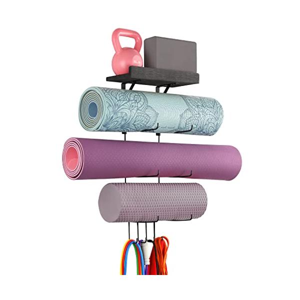ヨガブロック フィットネス  VINAEMO Yoga Mat Holder Accessories Wall Mount Organizer Storage Decor Foam Roller and Towel Storage Rack...
