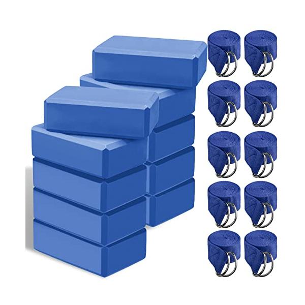 ヨガブロック フィットネス JUI-Outus-21 Outus 20 Pack Yoga Blocks and Straps Non-Slip EVA Foam Blocks with Metal D Ring Straps for Gy...