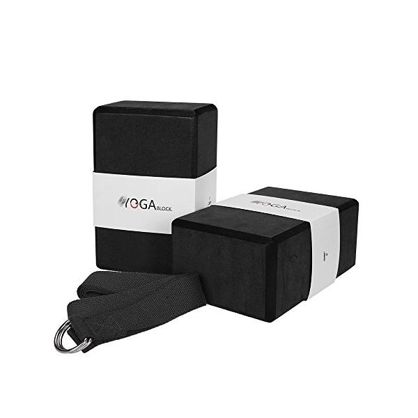 ヨガブロック フィットネス JBM-YG02-BK-YGA08 JBM Yoga Blocks 2 Pack with Strap, Cork Block 2 Pack EVA Foam Yoga Bricks Set,Stretch Bl...