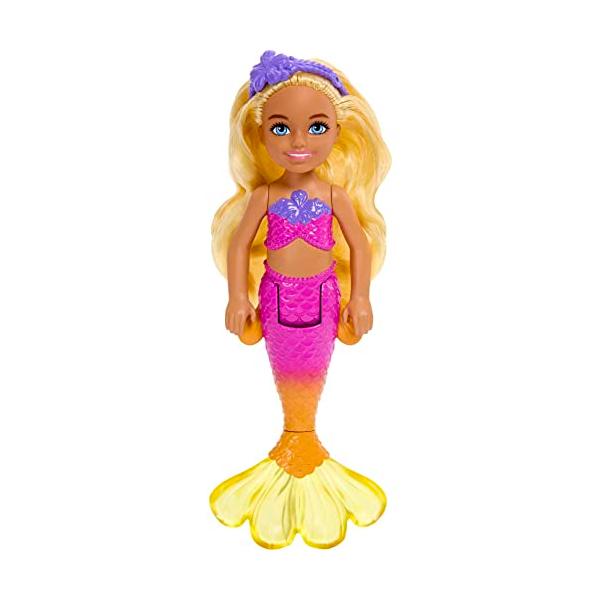 バービー バービー人形 HLC16 Barbie Dreamtopia Chelsea Mermaid Small Doll with Removable Hair Accessory, Wavy Blonde Hair &amp; Omb...
