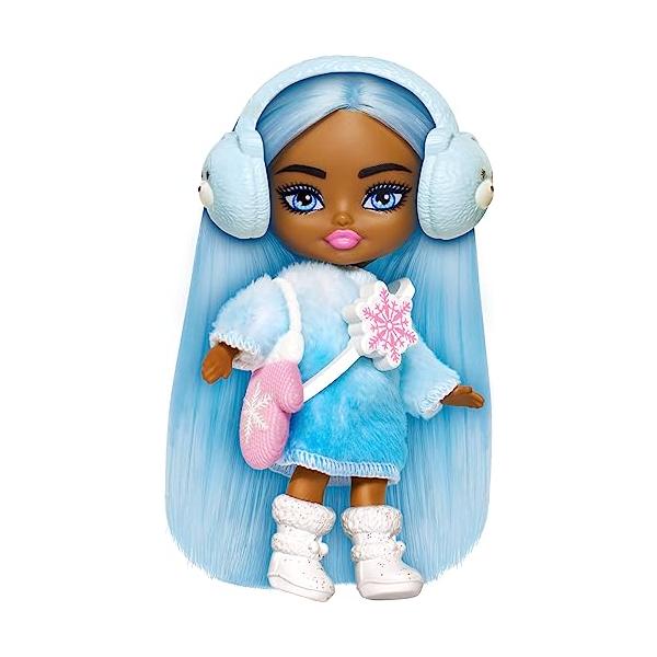 バービー バービー人形 HPN08 Barbie Extra Mini Minis Travel Doll with Blue Hair, Ombre Sweater Dress, Pastel Earmuffs, Snow Boots &...