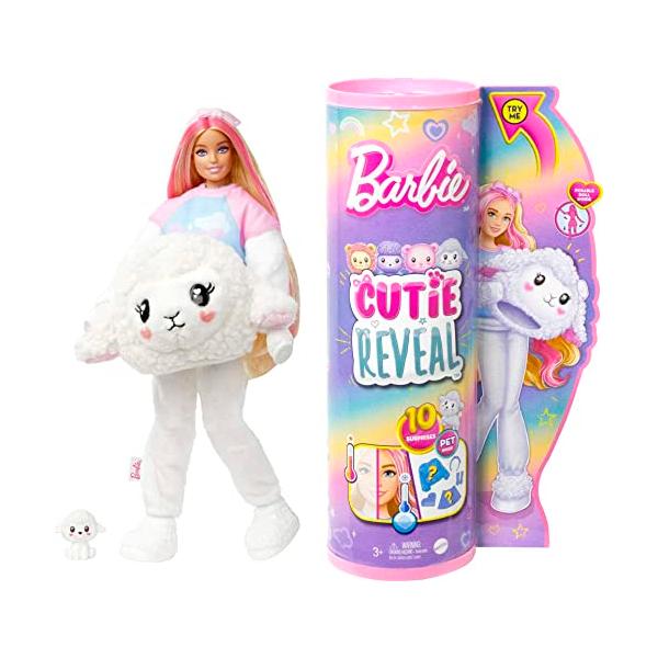 バービー バービー人形 HKR03 Barbie Cutie Reveal Doll with Blonde Hair &amp; Lamb Costume, 10 Suprises Include Accessories &amp; Mi...