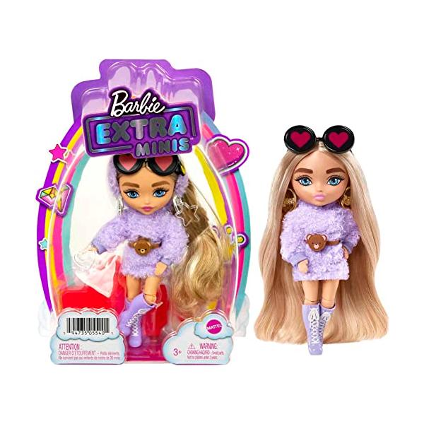 バービー バービー人形 HGP66 Barbie Extra Minis Doll #4 (5.5 in) Wearing Fluffy Purple Fashion, with Doll Stand &amp; Accessories I...