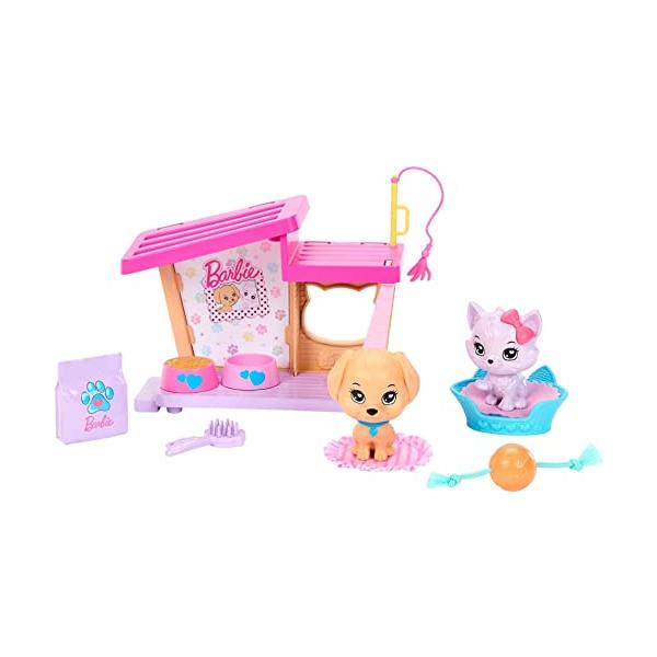 バービー バービー人形 HMM62 Barbie My First Barbie Accessories, Story Starter Pet Care Pack with Dog House, Puppy &amp; Cat, Sized...