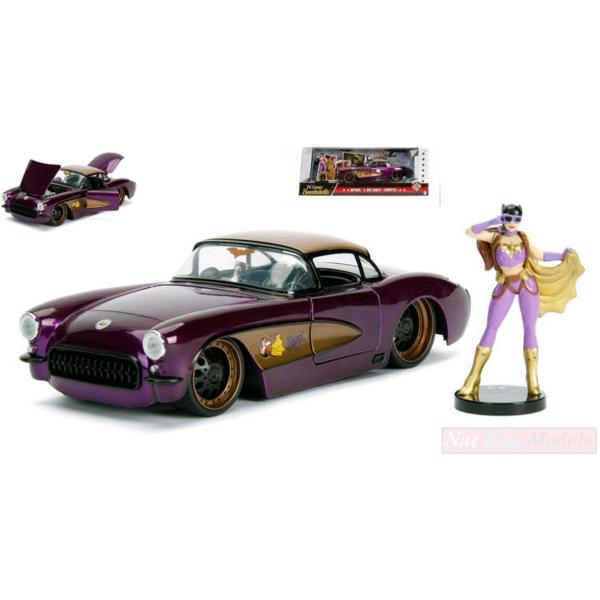 ジャダトイズ ミニカー ダイキャスト アメリカ  Scale Model Compatible with Batgirl W/1957 Chevy Corvette Violet/Bronze 1:24 JADA Toys JADA3045...
